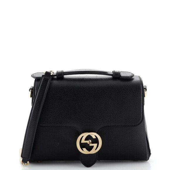 Gucci | Bags | Gucci Interlocking Top Handle Bag Leather Small Black ...